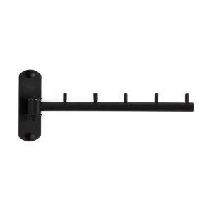 zivisk folding wall mounted clothes hanger rack with swing arm stainless steel heavy duty coat hook for bathroom, bedroom, laundry room - black