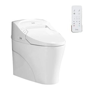 ove decors virtuoso bidet toilet built-in with tank elongated, automatic flushing, heated seat, soft close, eco mode with remote control