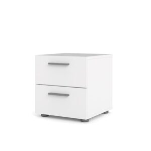 Home Square Scandinavian Look 3 Piece Bedroom Set 8 Drawer Double Dresser and Two Nightstand in White