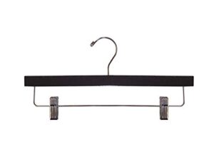 nahanco 2214rcch10 14” wooden skirt slack hangers with chrome hardware black (pack of 10)