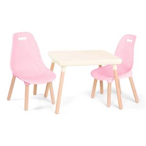 b. toys- b. spaces- table and chair set- furniture for toddlers- 1 craft table & 2 chairs- natural wooden legs- pink & ivory- 3 years +