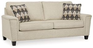 signature design by ashley abinger chenille contemporary queen sofa sleeper with 2 accent pillows, dark gray