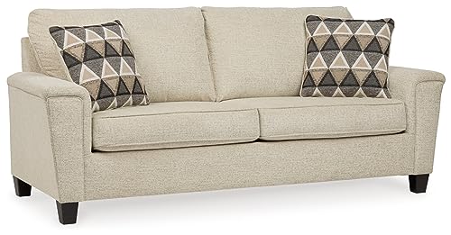 Signature Design by Ashley Abinger Chenille Contemporary Queen Sofa Sleeper with 2 Accent Pillows, Dark Gray