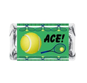 60 sports tennis miniature candy bar wrapper, mini candy bar stickers for birthday party, baby shower, wedding, graduation, or any family event decorations, candy not included.