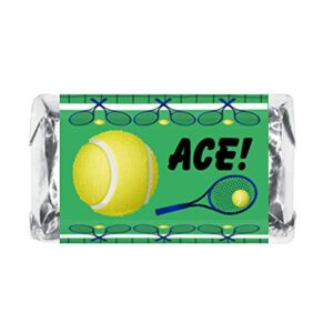 60 Sports Tennis Miniature Candy Bar Wrapper, Mini Candy Bar Stickers for Birthday Party, Baby Shower, Wedding, Graduation, or Any Family Event Decorations, Candy Not Included.