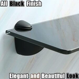 Alise Glass Shelves 15 Inch Glass Bathroom Shelves Tempered Glass Shelf Wall Mount Glass Shelves for Bathroom Matte Black Glass Bathroom Shelf