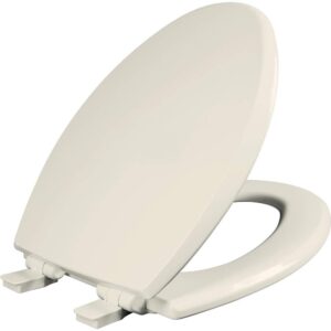 mayfair kendall toilet seat, slow close, non slip heavy duty wood, easy clean, elongated, biscuit