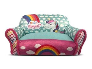 heritage kids double bean bag sofa chair with sherpa trim, unicorn you are magical print large