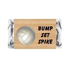 60 sports volleyball miniature candy bar wrapper, mini candy bar stickers for birthday party, baby shower, wedding, graduation, or any family event decorations, bump set spike, candy not included.