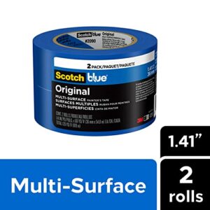 Scotch Painter's Tape Original Multi-Surface Painter's Tape, Blue, Paint Tape Protects Surfaces and Removes Easily, Multi-Surface Painting Tape for Indoor and Outdoor Use, 1.41 in x 60 Yards, 2 Rolls