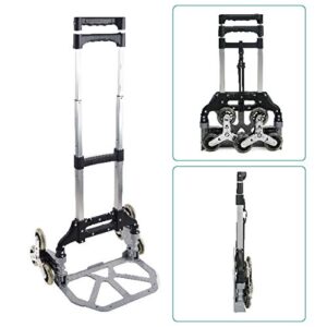 Stair Climbing Cart Aluminum Alloy Portable Climbing Cart 6 Crystal Wheels All Terrain Stair Climbing Hand Truck with Climbing Ropes