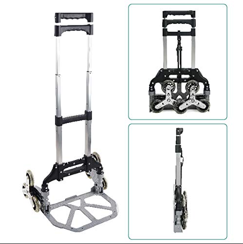 Stair Climbing Cart Aluminum Alloy Portable Climbing Cart 6 Crystal Wheels All Terrain Stair Climbing Hand Truck with Climbing Ropes