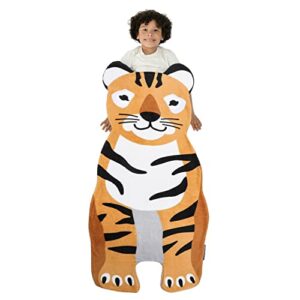 blankie tails wearable tiger blanket for kids - double sided, soft, fleece animal blanket - use for sleepover, bedding, bed, costume, pajamas, sleeping bag - toys tiger gifts for girls and boys