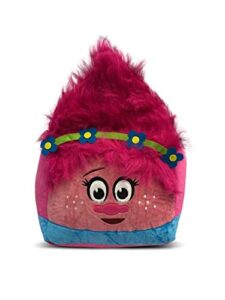 idea nuova trolls poppy 3d bean bag square pouf ottoman, decorative seating for kids, 13"x 13"x13"