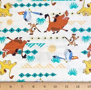 1/2 yard - the lion king characters striped on white cotton fabric - officially licensed (great for quilting, sewing, craft projects, throw blankets & more) 1/2 yard x 44"