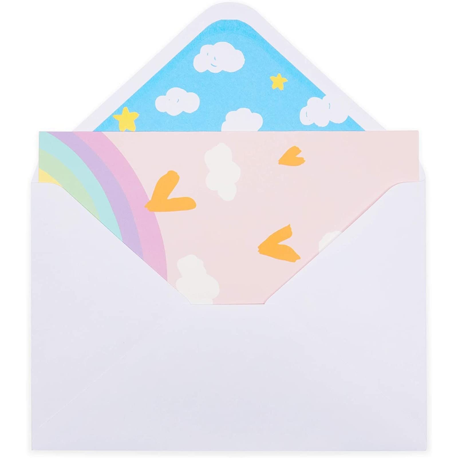 Paper Junkie 48 Pack Rainbow Cards with Envelopes for Thank You, Baby Shower, Birthday, Kids Stationary, Girls (Pastel, 4x6 In) - Blank Cards and Envelopes for Kids - Rainbow Notecards