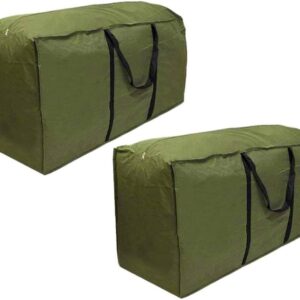 2 Pack Patio Cushion/Cover Waterproof Outdoor Cushion Storage Bag Rectanglar with Zippers and Handles 68L x 30W x 20H Inch Cover Garden Furniture Storage Bag Green