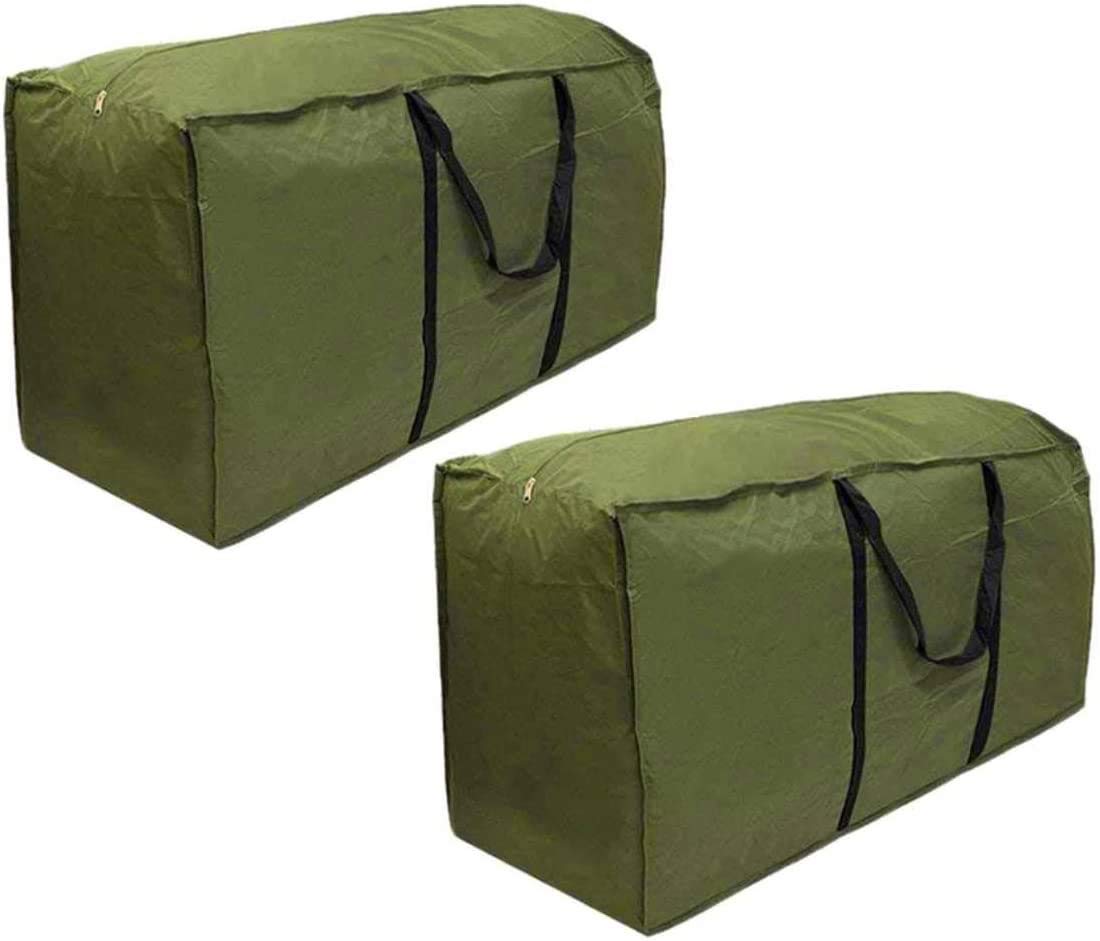 2 Pack Patio Cushion/Cover Waterproof Outdoor Cushion Storage Bag Rectanglar with Zippers and Handles 68L x 30W x 20H Inch Cover Garden Furniture Storage Bag Green