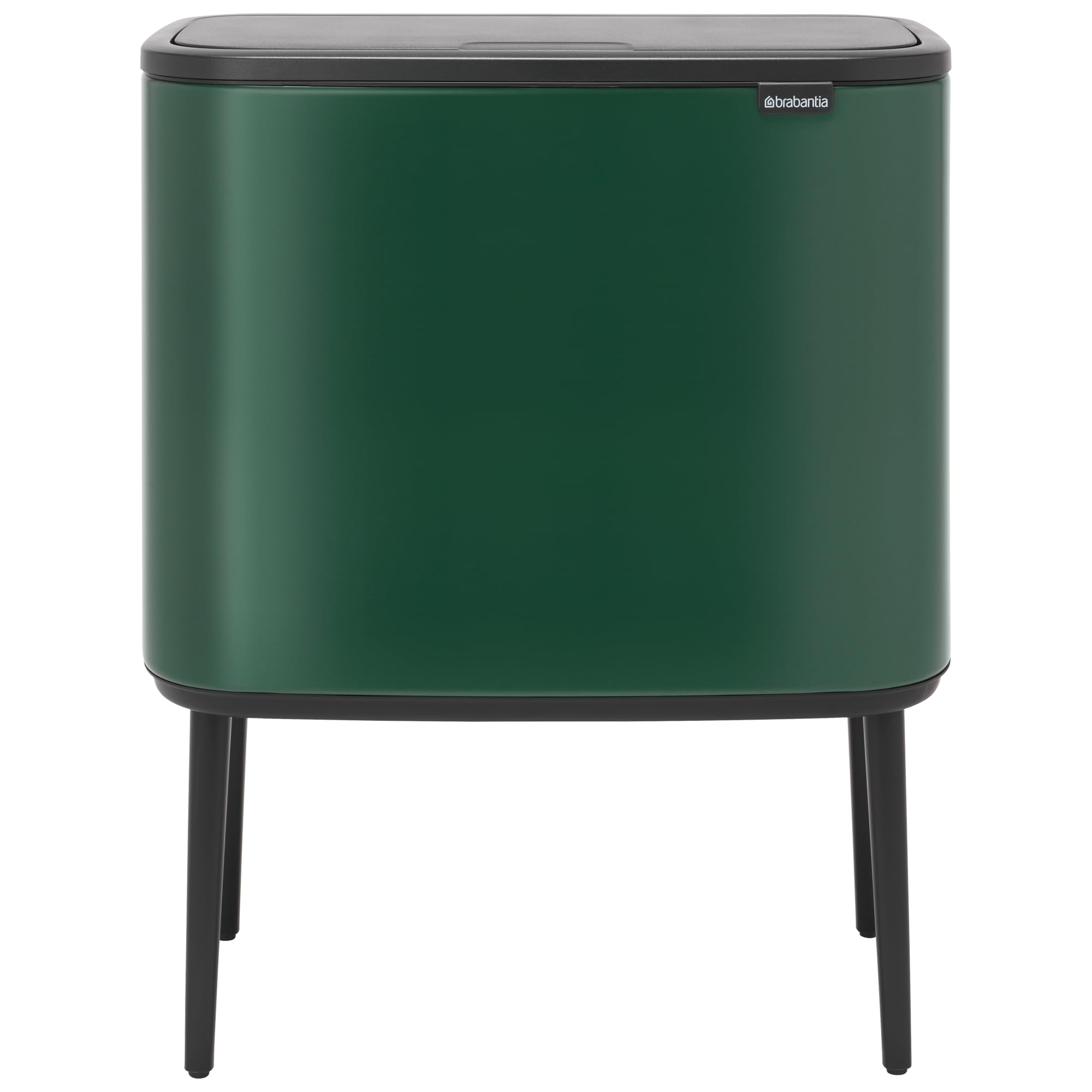 Brabantia Bo Trash Can - 3 + 6 Gal Inner Buckets (Pine Green) Waste/Recycling Garbage Can, Removable Compartments + Free Bags