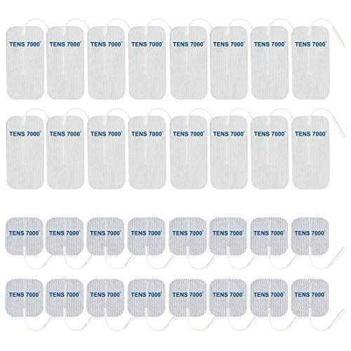 TENS 7000 Official TENS Unit Replacement Pads 32 Pack - 16-2" X 2", 16-2" X 4" TENS Unit Electrode Pads Compatible with Most TENS Machines Replacement Electrodes Value Pack