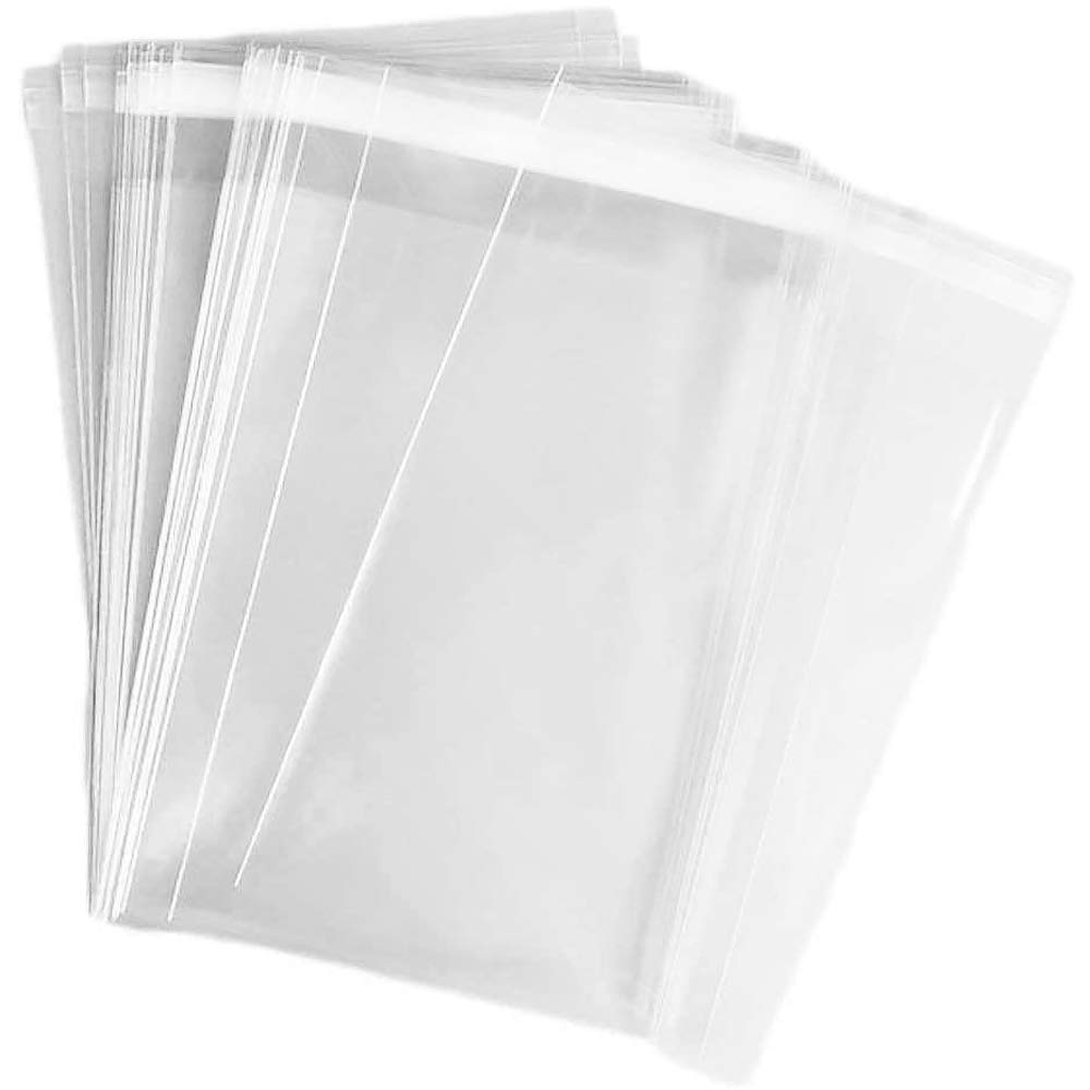 100 pcs Clear 5" x 7" Self Seal Cello Cellophane Bags Resealable Poly Bags 2.8 mils for Cookie, Candy, Gift Bakery, Prints, Photos, Cards & Envelopes, Party Decorative