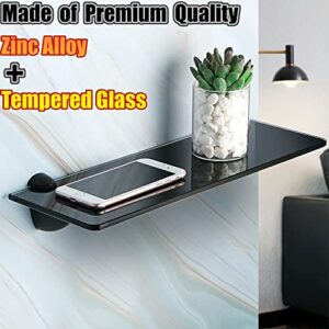 Alise Glass Shelves 15 Inch Glass Bathroom Shelves Tempered Glass Shelf Wall Mount Glass Shelves for Bathroom Matte Black Glass Bathroom Shelf