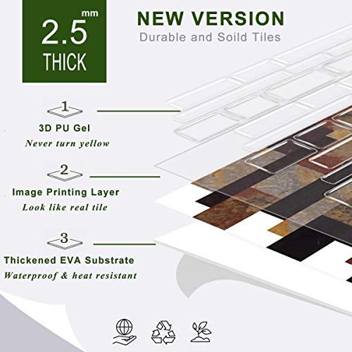 STICKGOO Thicker Design Peel and Stick Tile Backsplash, 12”×12”Stick on Backsplash for Kitchen, Self Adhesive Tile Stickers for Kitchen Backsplash and Bathroom(10 Sheets, Gray)