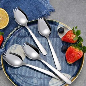 4-pack Sporks Stainless Steel Sporks for Everyday Household Use, 6-Inch/Ice Cream Spoon & Salad Forks, Fruit Appetizer Dessert (rainbow)