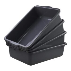 dehouse 4-pack 24 l gray large plastic bus box, commercial bus tubs