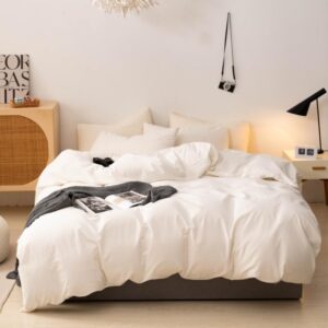 Rural Dandelion 100% Washed Cotton Duvet Cover Bedding Set , Healthy , Comfortable and Unique Style , 3 pieces, Full , White