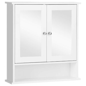 GLACER Bathroom Medicine Cabinet, Hanging Storage Cabinet with Double Mirror Doors, Perfect for Bathroom, Living Room, Corridor, Cloakroom, 22 x 5 x 23 inches (White)