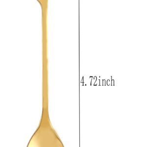 6pcs Stainless Steel Gold Leaf Coffee Spoon Creative Tableware Dessert Spoons,Tea Sugar Spoons Spoon Set for Ice Cream or Cake, Tea Spoon Set (Gold, 6)