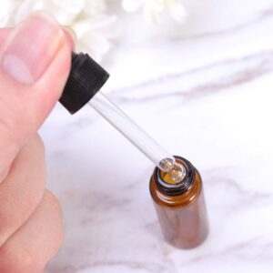 minkissy Amber Glass Bottle Glass Vial Bottle 1ML 2ML 3ML 5ML Mini Dropper Bottles Amber Sample Essential Oils Perfumes Chemistry Dispenser Container with Dropper for Travel 12pcs Amber Glass