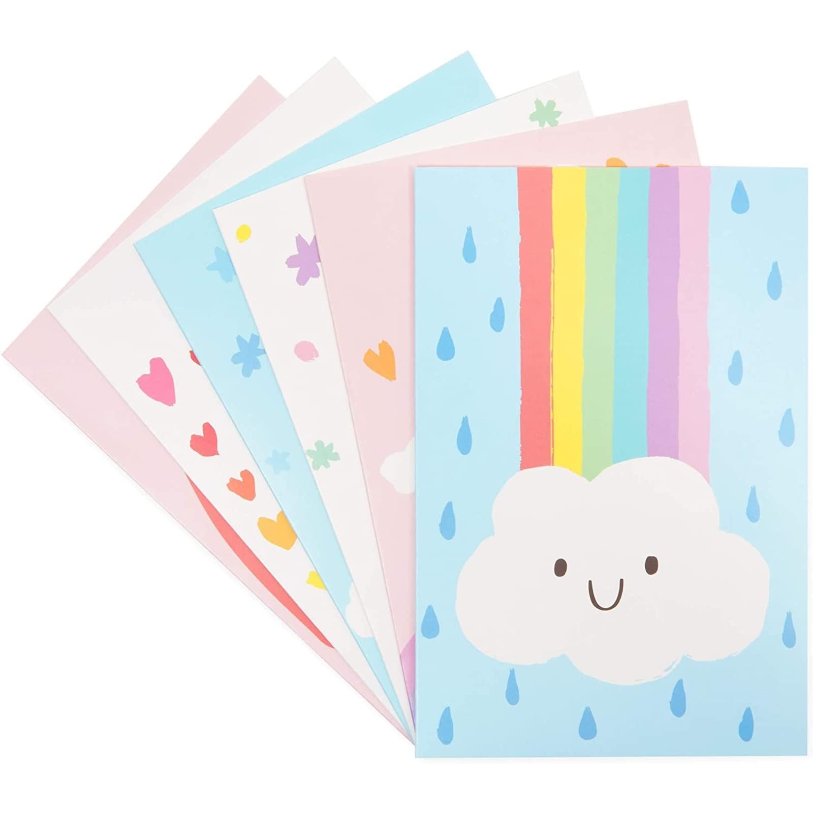 Paper Junkie 48 Pack Rainbow Cards with Envelopes for Thank You, Baby Shower, Birthday, Kids Stationary, Girls (Pastel, 4x6 In) - Blank Cards and Envelopes for Kids - Rainbow Notecards