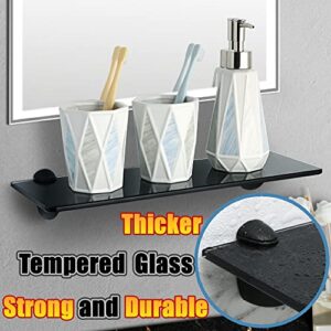 Alise Glass Shelves 15 Inch Glass Bathroom Shelves Tempered Glass Shelf Wall Mount Glass Shelves for Bathroom Matte Black Glass Bathroom Shelf