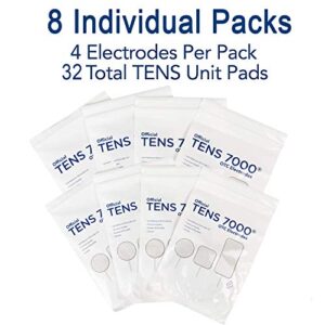 TENS 7000 Official TENS Unit Replacement Pads 32 Pack - 16-2" X 2", 16-2" X 4" TENS Unit Electrode Pads Compatible with Most TENS Machines Replacement Electrodes Value Pack