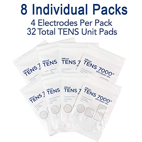 TENS 7000 Official TENS Unit Replacement Pads 32 Pack - 16-2" X 2", 16-2" X 4" TENS Unit Electrode Pads Compatible with Most TENS Machines Replacement Electrodes Value Pack