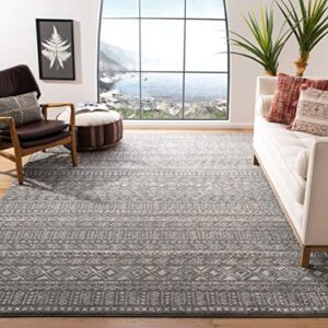 safavieh tulum collection area rug - 10' x 13', dark grey & ivory, moroccan boho distressed design, non-shedding & easy care, ideal for high traffic areas in living room, bedroom (tul263f)