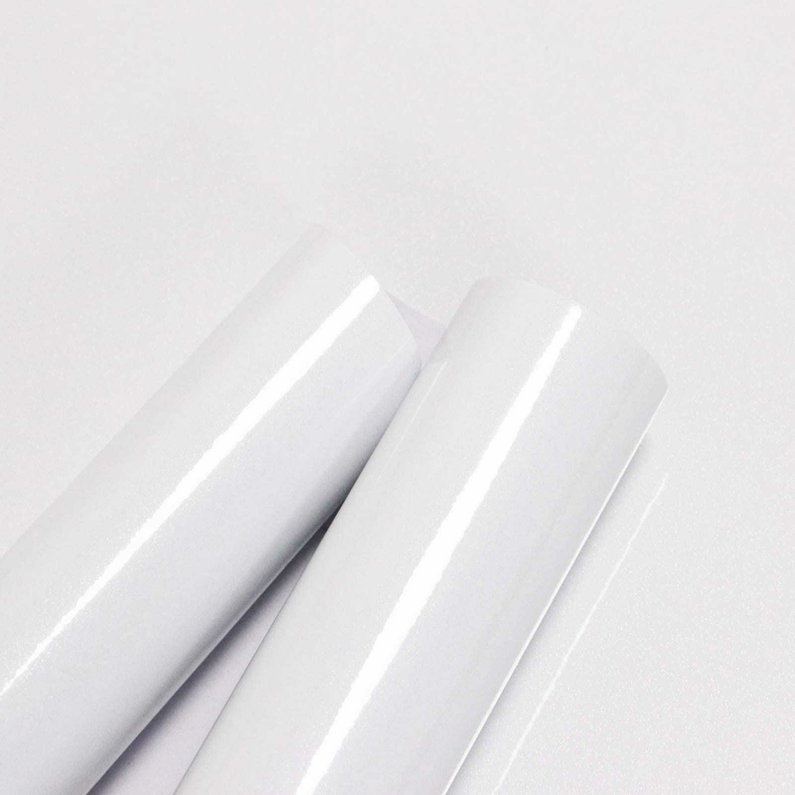 Toduso 15.8''×118.1'' White Contact Paper Shiny Countertop Contact Paper for Cabinets Glossy Contact Paper Furniture Self Adhesive Kitchen White Wallpaper Drawer Liner Waterproof Easy to Clean