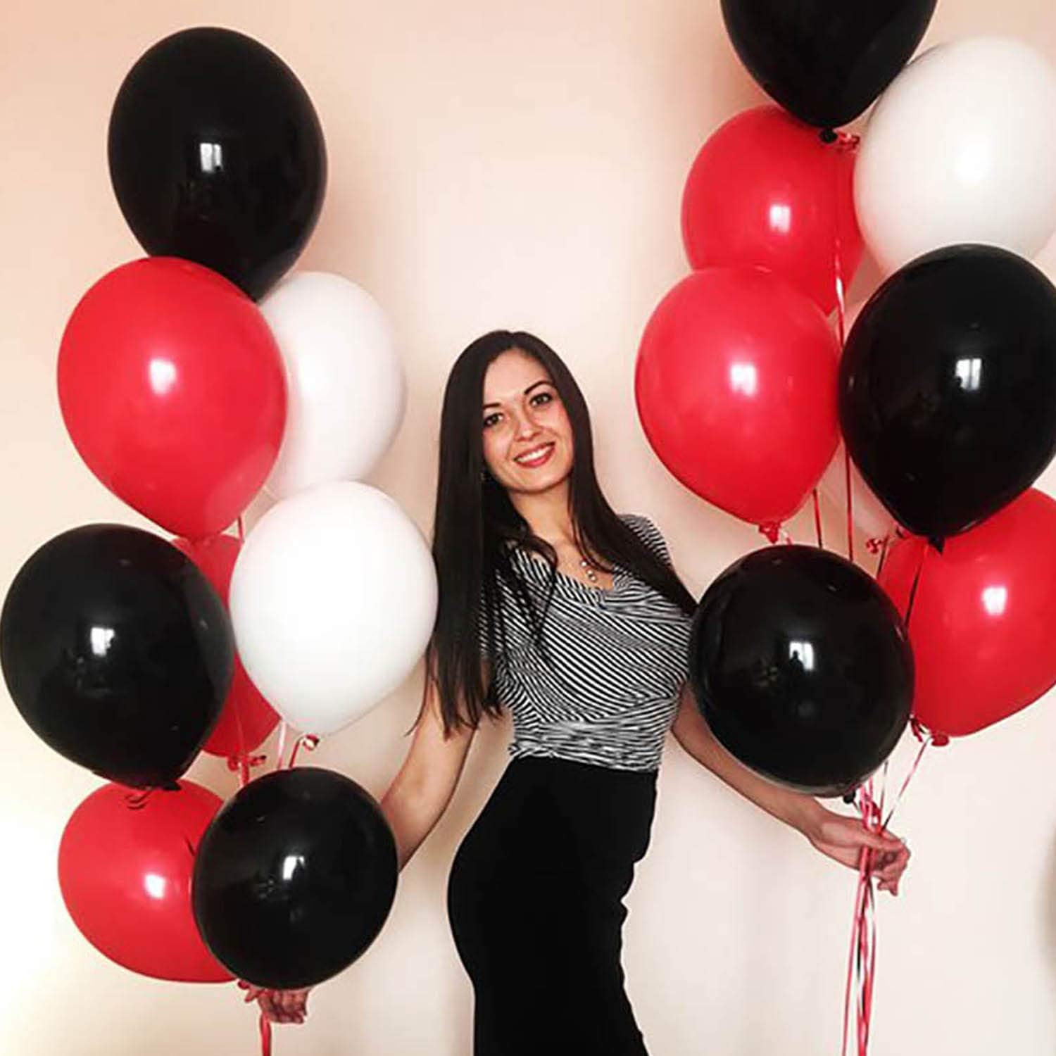 62Pcs Red and Black Balloons Kit - 12 Inches Red Black Party Decoration Balloons for Graduation Casino Theme Birthday Party Decorations Supplies