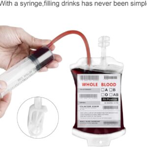 Blood Bags for Drinks Party Favor, Halloween Party Decorations Reusable Drink Pouch Dispenser Set of 20 IV Bags for Halloween, Theme Party, Costume Props,Vampire,Zombie,Nurse Graduation