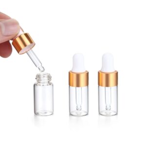 USRommaner 100,3ml Clear Glass Dropper Bottle,Mini Glass Eye Dropper Vials With Pipette For Essential Oils Empty Dropper With Pipette Sample Test Tubes Travel Perfume Liquid Container