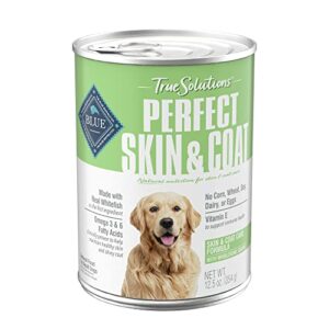 blue buffalo true solutions skin & coat care adult wet dog food, made with natural ingredients and wholesome grains, whitefish, 12.5-oz. cans (12 count)