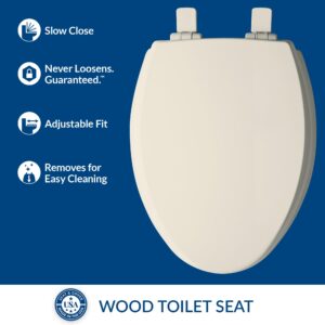 Mayfair Kendall Toilet Seat, Slow Close, Non Slip Heavy Duty Wood, Easy Clean, Elongated, Biscuit