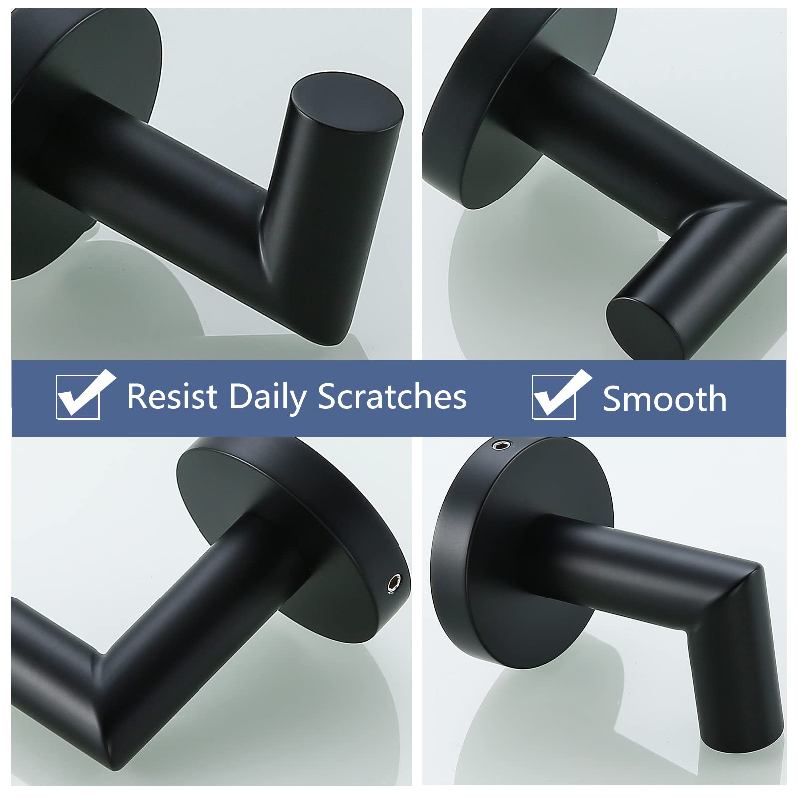 SWHYGER Towel Coat Hook Matte Black SUS304 Stainless Steel Bathroom Clothes Cabinet Closet Sponges Robe Hook Wall Mounted Round Kitchen Heavy Duty Door Hanger 2 Packs,96018-8MB.