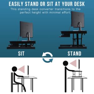 Standing Desk Stand Up Desk Computer Workstation Height Adjustable Ergotron Large Working Area Double Gas Lift Compuetr Office Desk with Removable Keyboard