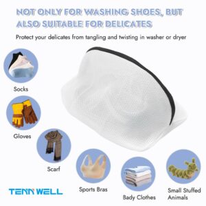 Tenn Well Shoe Washing Machine Bags, 3PCS Mesh Laundry Bags for Shoes, Sneakers, Trainers, Tennis Shoes, Slippers, Fit up to Men’s Size 12