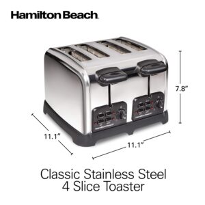 Hamilton Beach 24782 Retro Toaster with Wide Slots, Sure-Toast echnology, Bagel & Defrost Settings, Auto Boost to Lift Smaller Breads, 4 Slice, Polished Stainless Steel