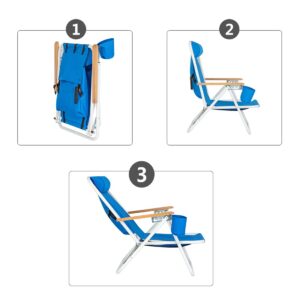 Kcelarec Portable Folding Beach Chairs, Outdoor Lawn Lounge Reclining Chair Backpack Camping Chair with Pillows for Patio,Poolside, Beach, Yard