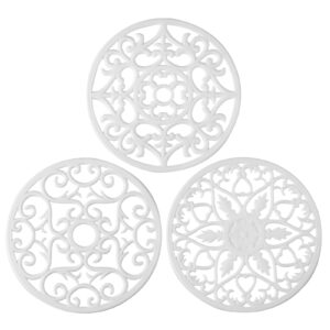 colinda silicone trivet for hot dishes, hot pot and pads - protect countertop from hot pot and pans coming out from the oven or stove - non-slip & heat resistant,white,set of 3